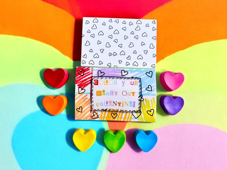 Kids Valentine's Day Heart Crayons - School Class Valentine's Day Cards ...