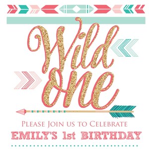 Wild One One Year First Birthday Gold Tribal Photo - Etsy