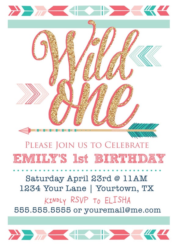 Wild One One Year First Birthday Gold Tribal Photo | Etsy