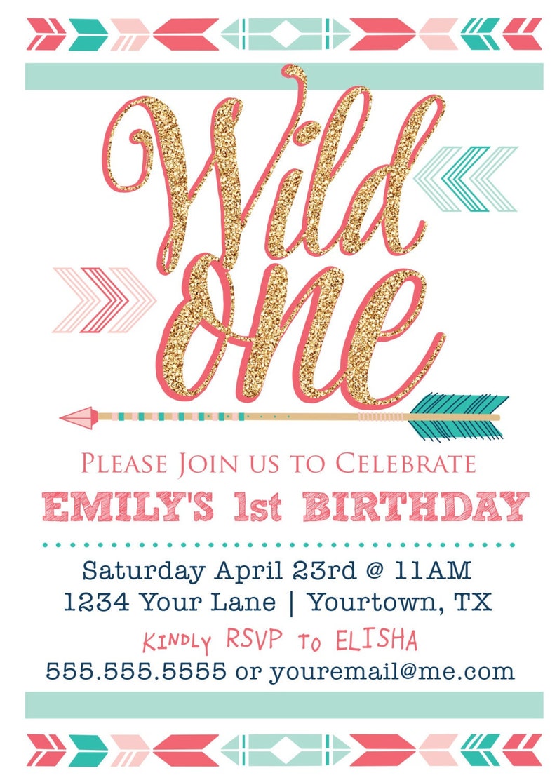 Wild One One Year First Birthday Gold Tribal Photo - Etsy