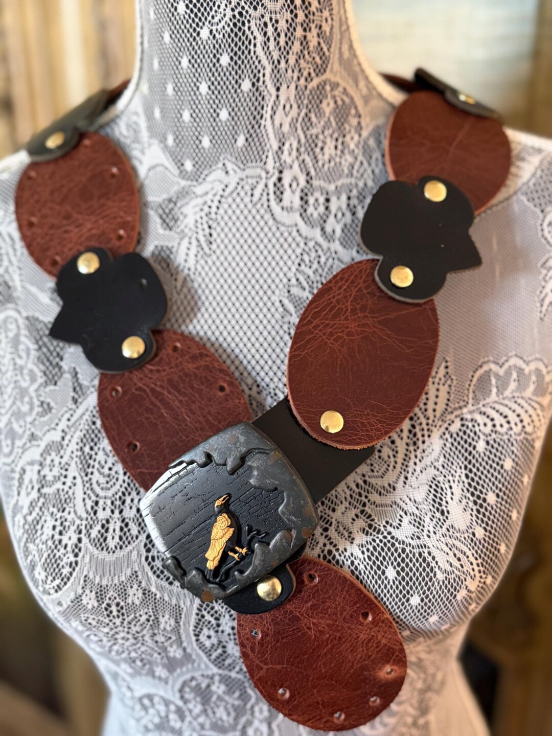 Handcrafted Leather Belt: Steampunk Crow Buckle, Buffalo Leather, up to ...