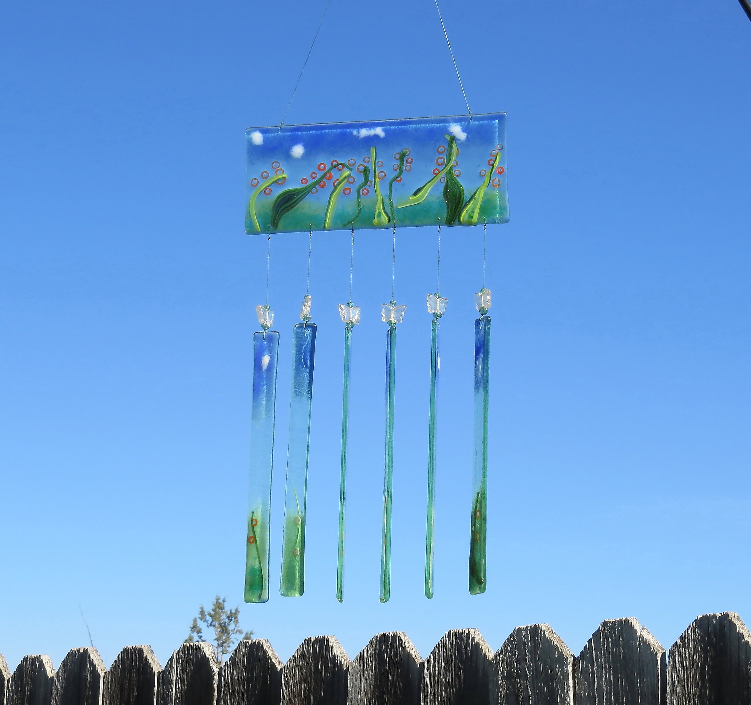 This beautiful wind chime will add color to any area of your | Etsy