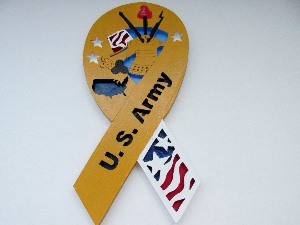 U.S. Army Ribbon Wood Hand Painted Military Ribbon Red | Etsy