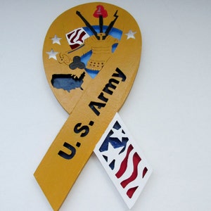U.S. Army Ribbon, Wood Hand Painted Military Ribbon, Red, White, Blue ...