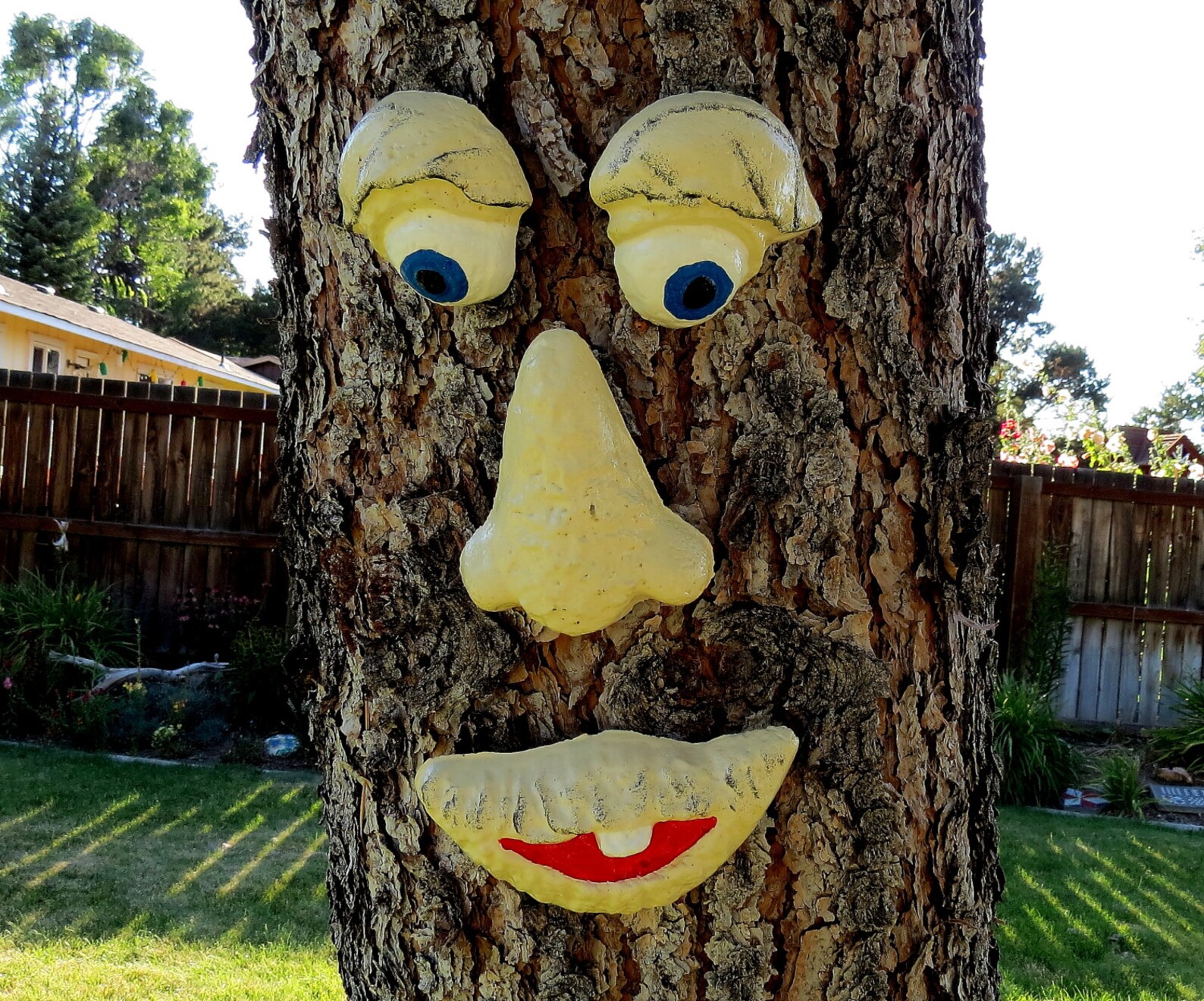 Tree Face Concrete Tree Face Hand Painted Tree Face Fence - Etsy