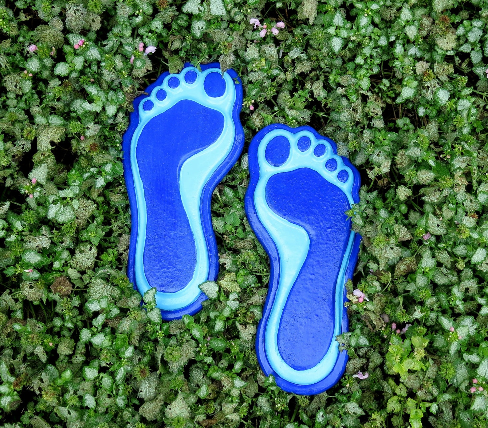 Royal and Light Blue Concrete Hanging Feet Hand Painted - Etsy