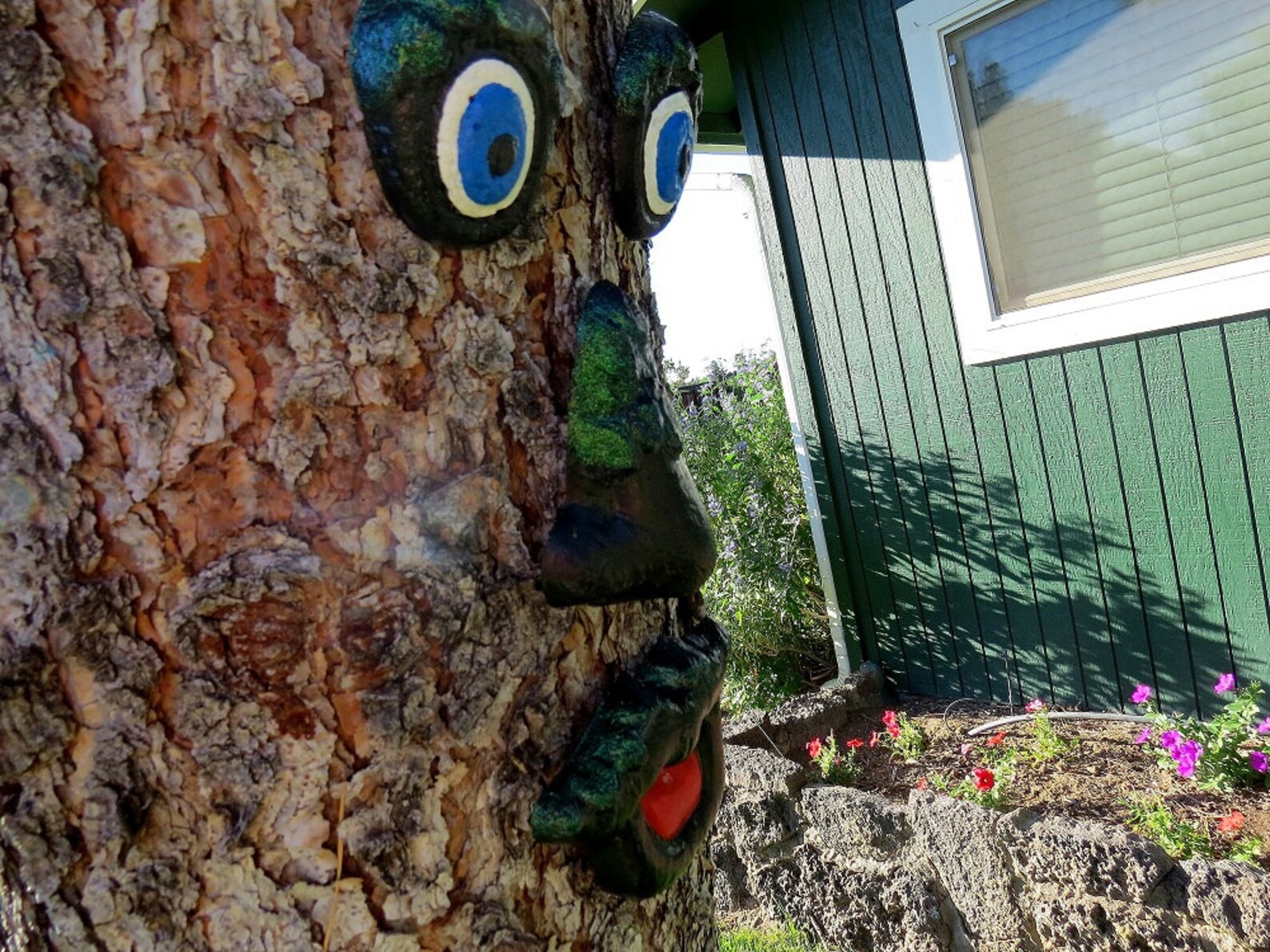 Tree Face Concrete Tree Face Hand Painted Tree Face Fence - Etsy