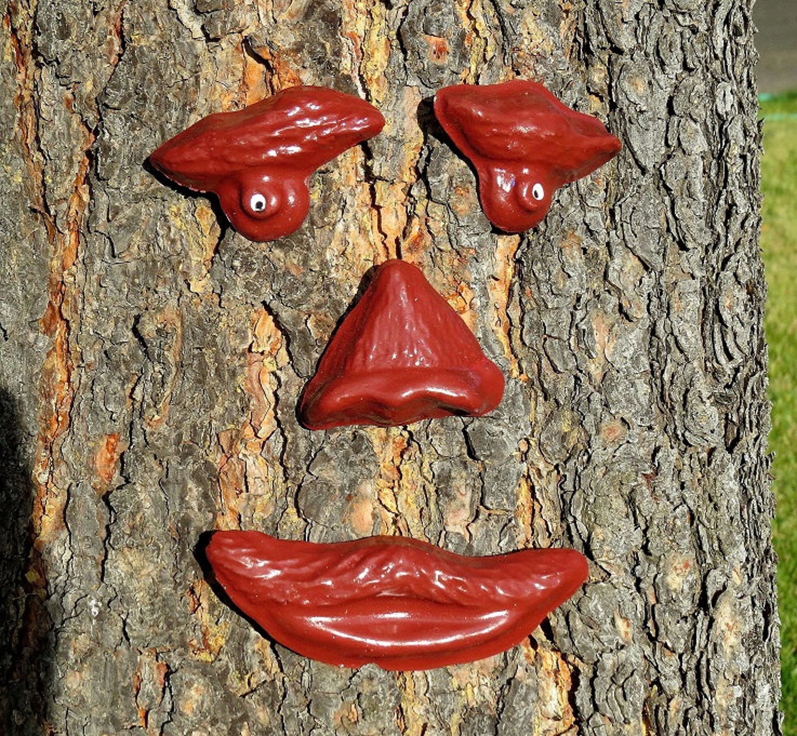 Tree Face Concrete Tree Face Hand Painted Tree Face Fence - Etsy