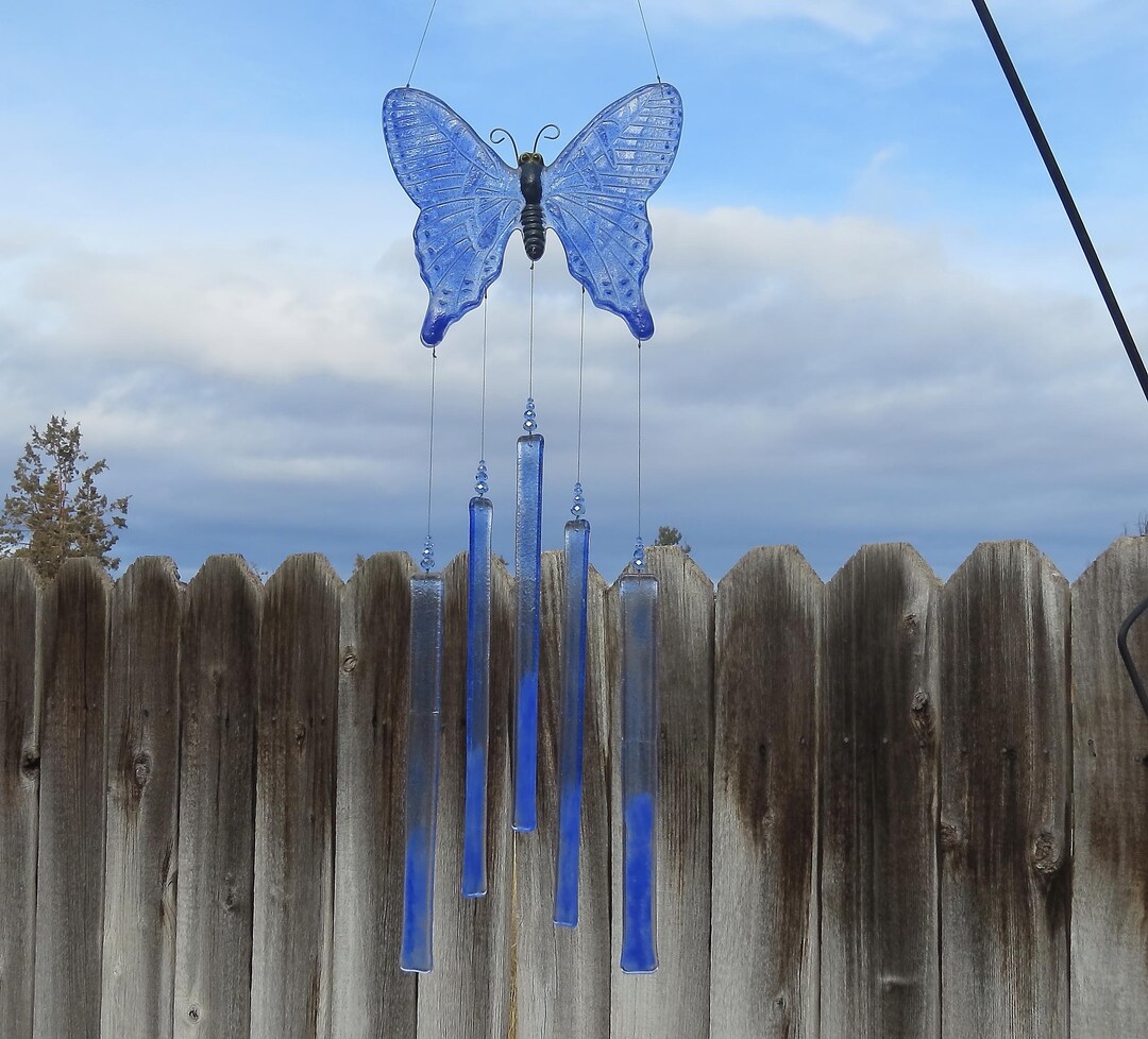 This Beautiful Blue Butterfly Wind Chime Will Add Color to Any Area of ...