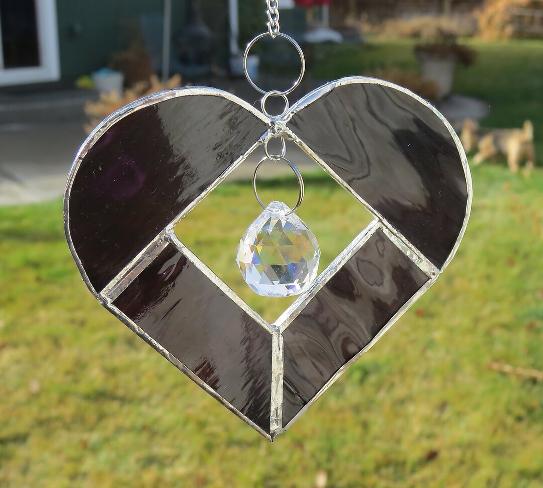 Stained Glass Purple Heart Suncatcher - Etsy