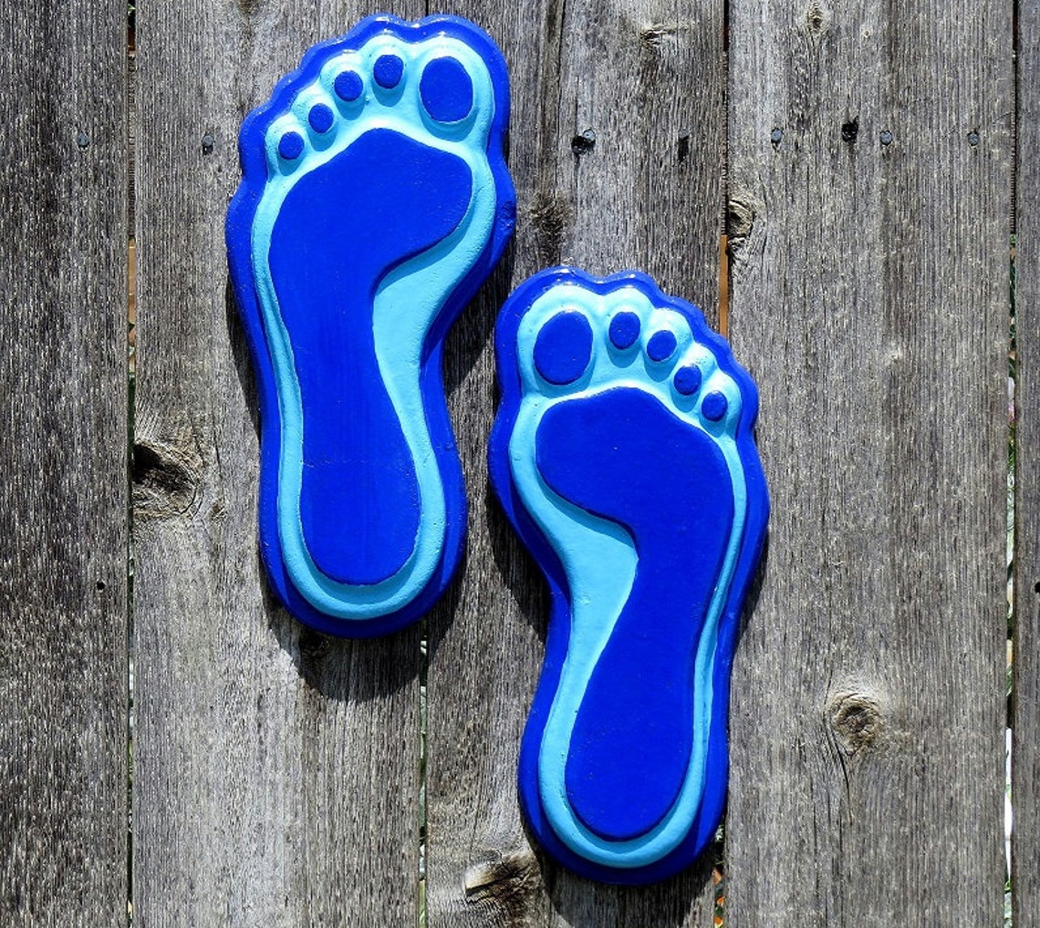 Royal and Light Blue Concrete Hanging Feet Hand Painted - Etsy