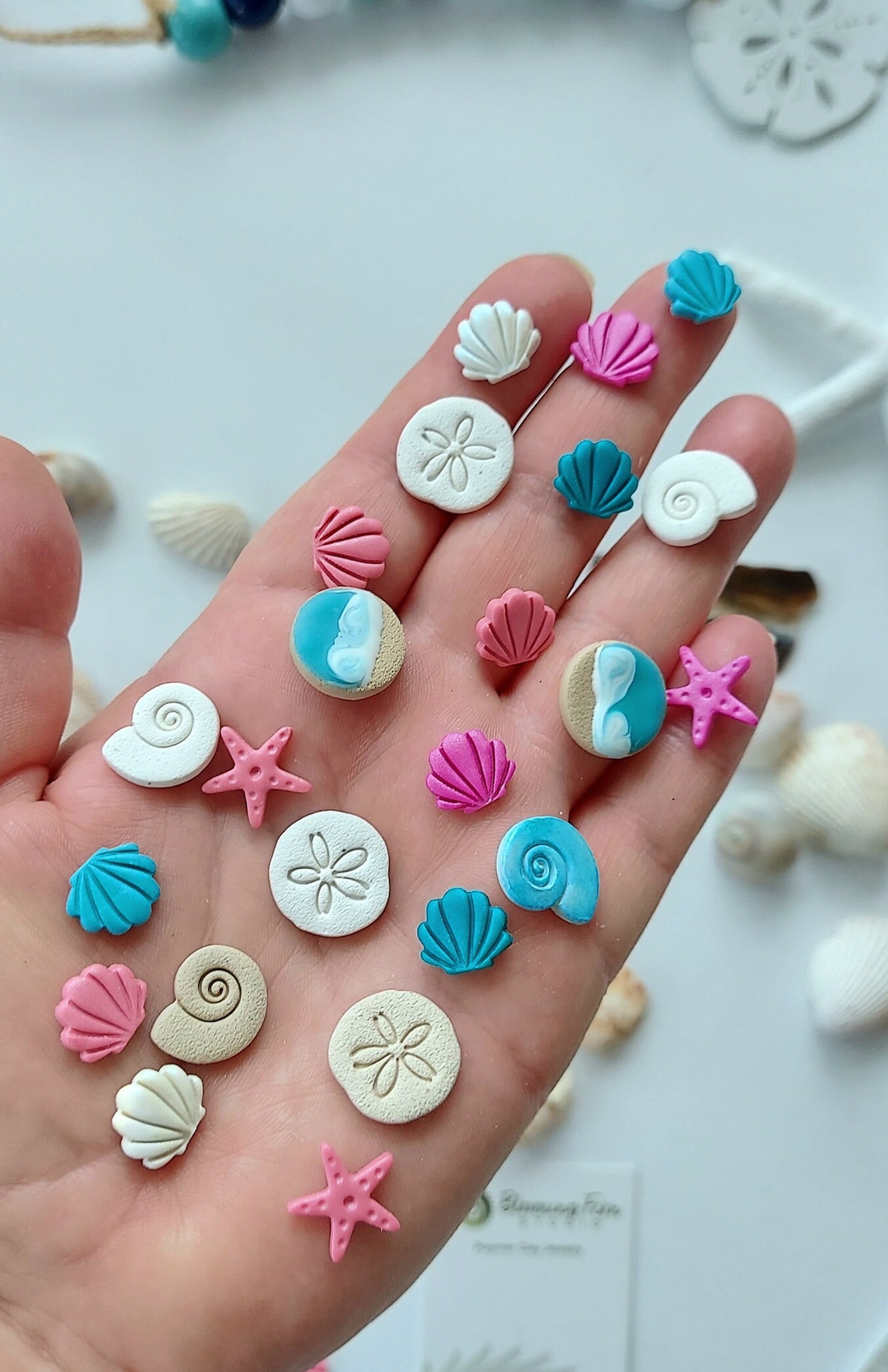 Polymer Clay Seashell Studs: Beach Summer Earrings - Etsy