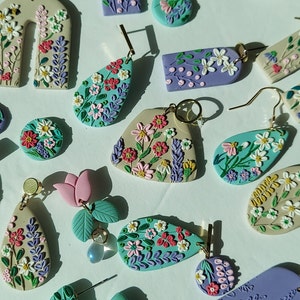 Wildflower Clay Earrings/ Clay Earrings/floral Earrings/spring Earrings ...