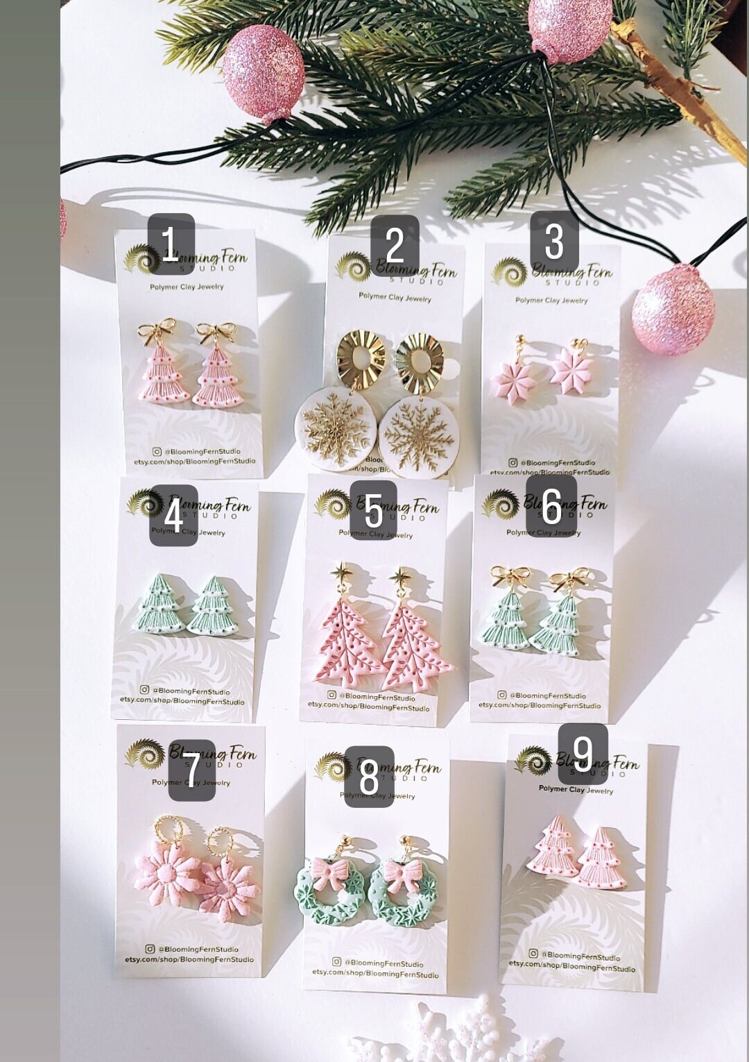 Christmas Earrings/ Christmas Dangle Earrings/ Pink Christmas Earrings ...