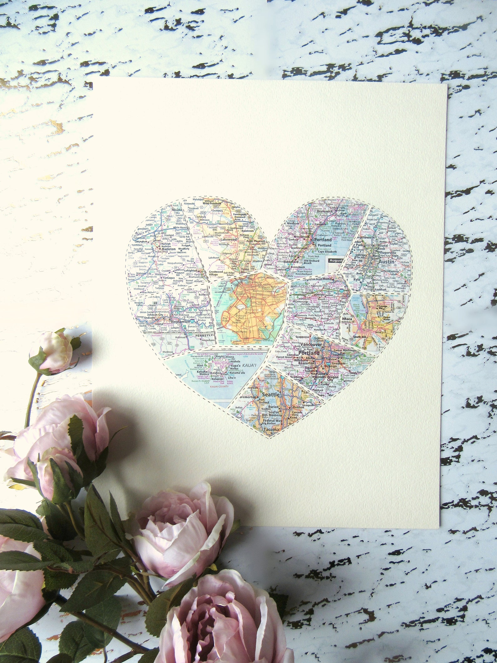 Anniversary Map Gift Wedding Anniversary Gift Personalized | Etsy