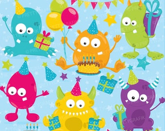 Birthday Monsters Clipart-digital Clipart-png Clip Art-digital - Etsy