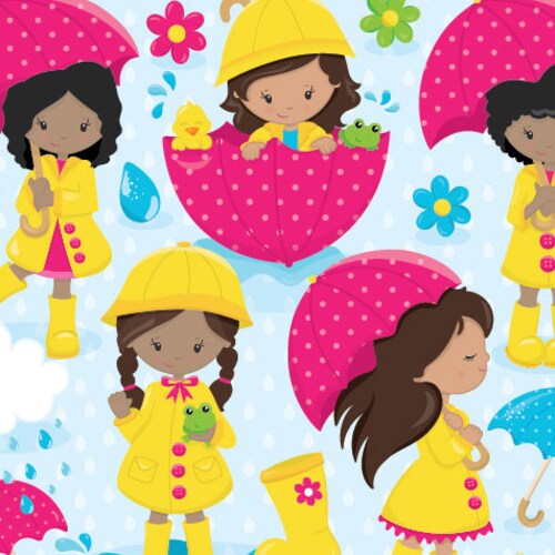 April Showers Clipart Commercial Use Rainy Day Vector - Etsy