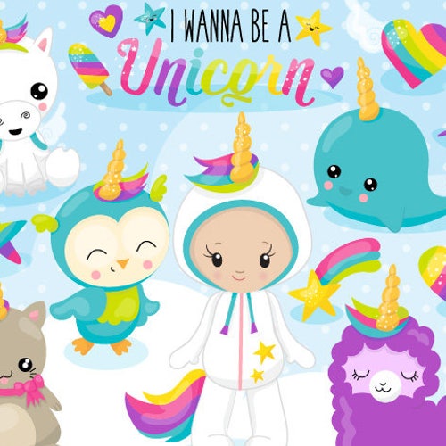 Magical Unicorns Birthday EXCLUSIVE Clipart-instant | Etsy