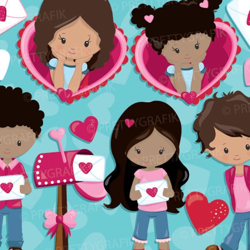 Valentine Kawaii Hearts Clipart Commercial Use Vector - Etsy