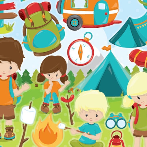Camping Clipart Commercial Use Vector Graphics Camping - Etsy