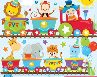 Circus clipart Bundle color and black/white line art clown | Etsy
