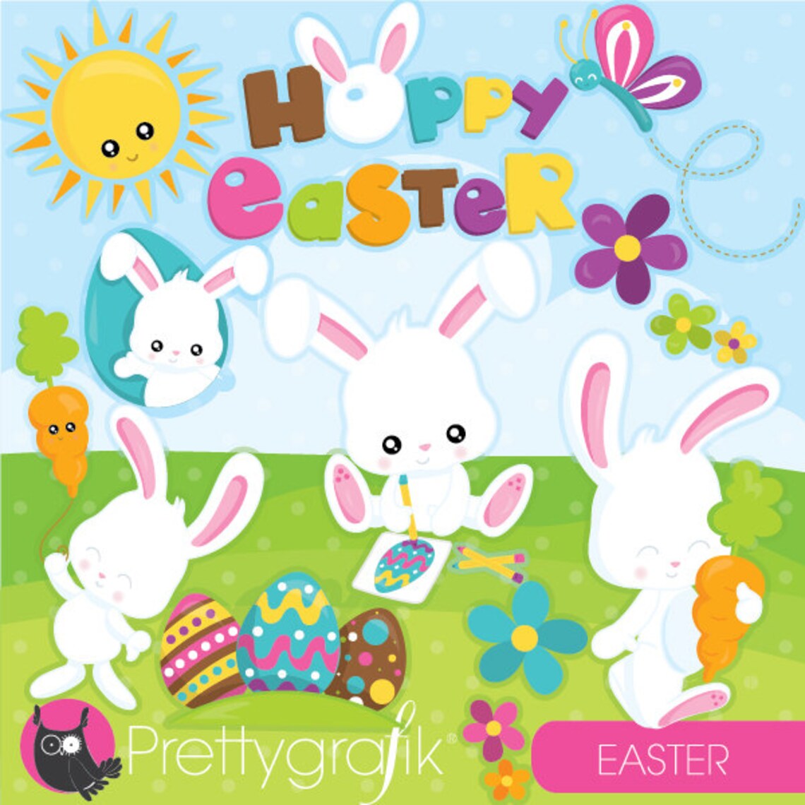 Easter Clipart Commercial Use Easter Bunny Vector Graphics - Etsy