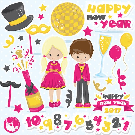New Year clipart commercial use, New year's clipart, vector graphics ...