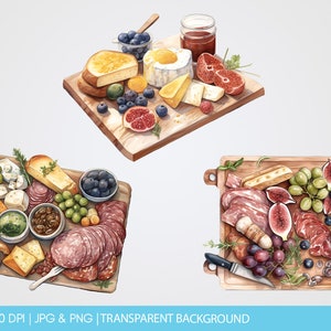 Charcuterie Board Clipart Watercolor Png Graphics - Etsy