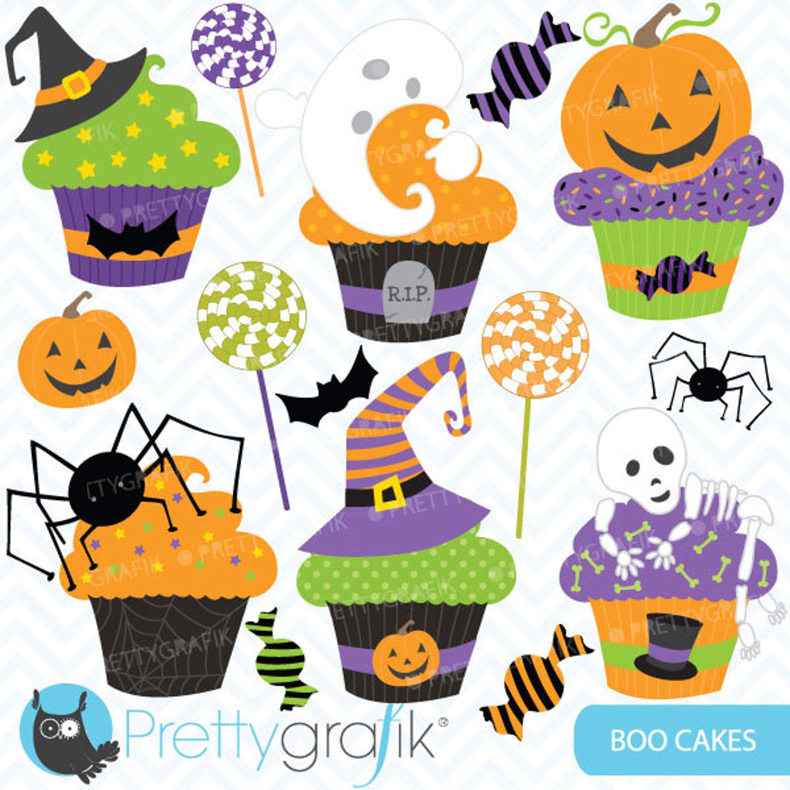 Halloween Cupcake Clipart Commercial Use Vector Graphics - Etsy