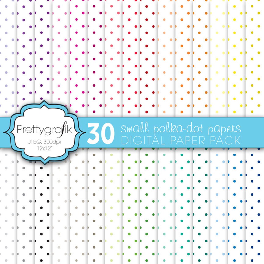 30 Polka Dot Digital Paper, Commercial Use, Scrapbook Patterns ...