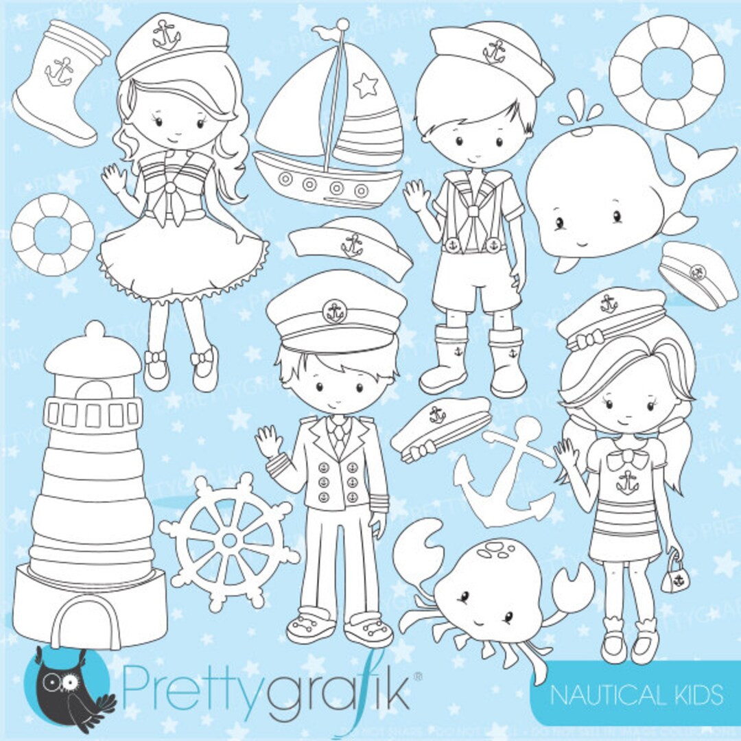 Nautical Kids Clipart Commercial Use, Sailor Graphics, Digital Clip Art ...