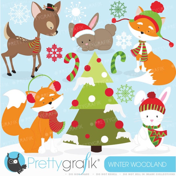 Winter woodland clipart commercial use, vector graphics, digital clip ...