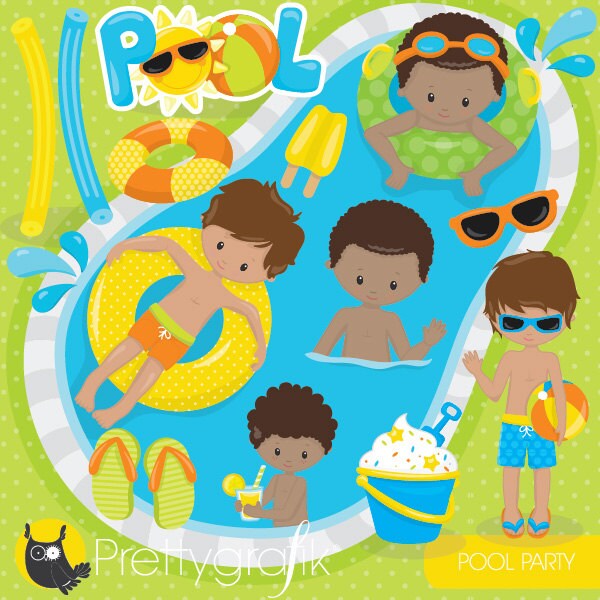 Pool Party Clip Art - Etsy