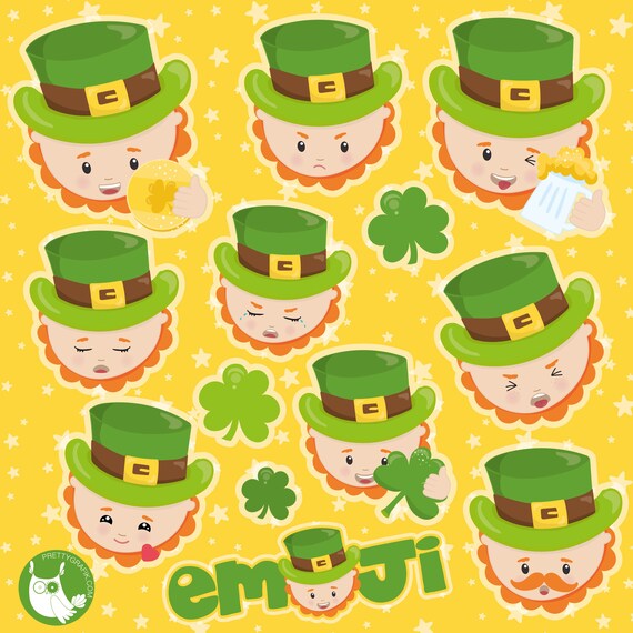 St. Patrick Emojis, clipart, clipart commercial use, vector graphics ...
