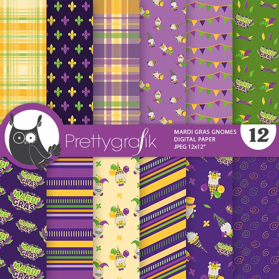 Mardi Gras Gnomes, patterns, commercial use, scrapbook papers ...