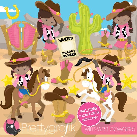 Cowgirl clipart commercial use, vector graphics, rainbow digital clip ...