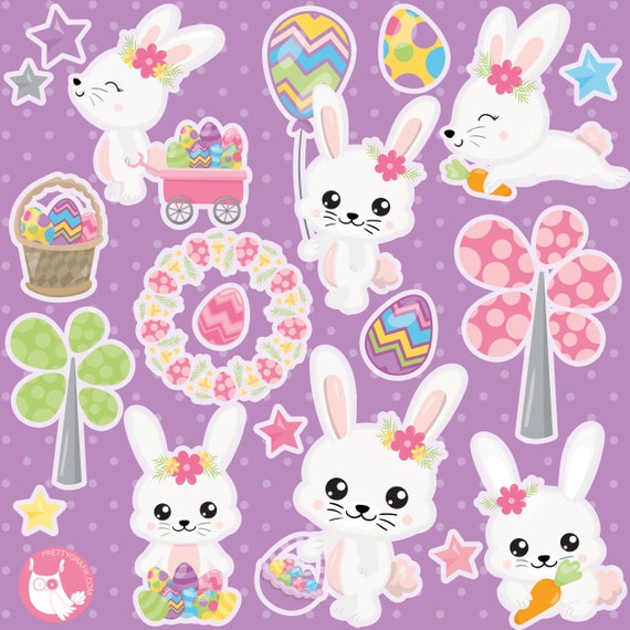 Bunny Easter clipart, clipart commercial use, vector graphics, digital ...