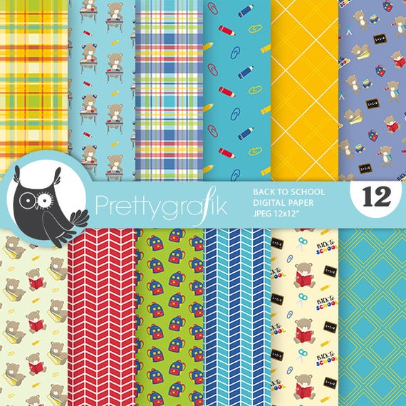 Back to School, patterns, commercial use, scrapbook papers, background ...