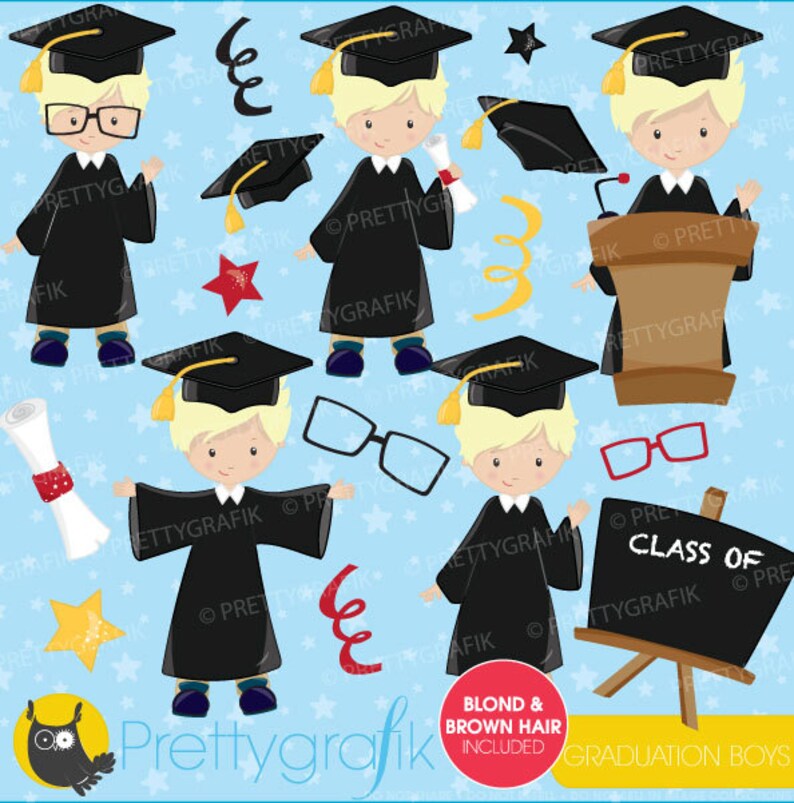 Graduation Boys Clipart Commercial Use Vector Graphics - Etsy