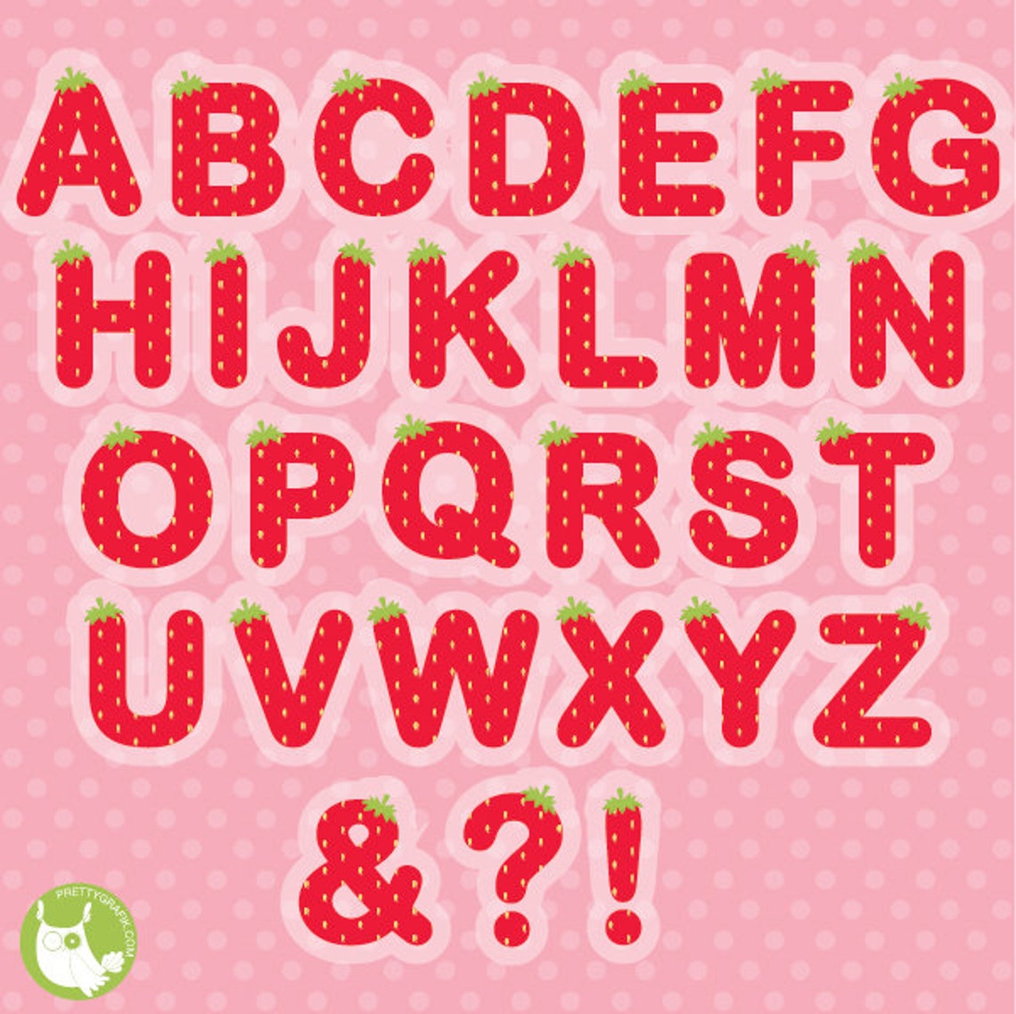 Strawberry Alphabet Numbers Clipart Clipart Commercial Use - Etsy