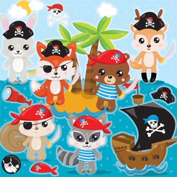 Pirate animals clipart commercial use, clipart, vector graphics ...