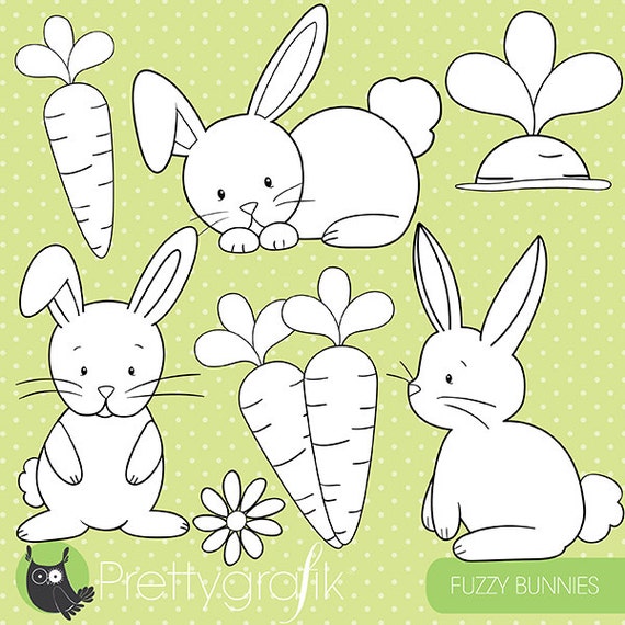 Easter Bunny Stamps Commercial Use Graphics Digital Clip - Etsy