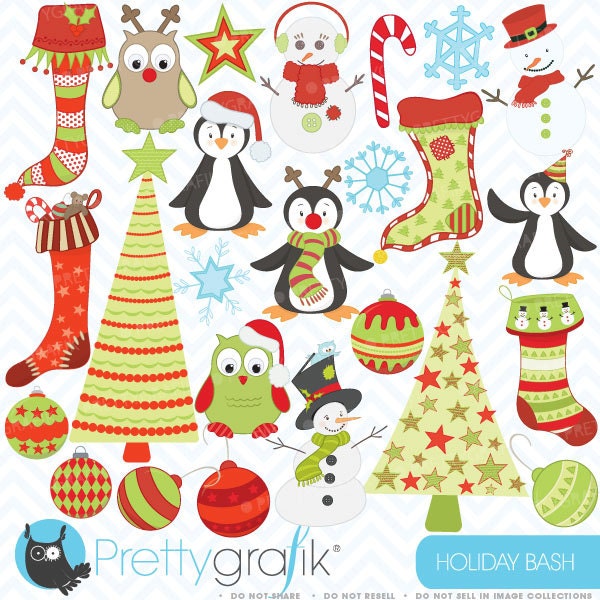 Holiday Christmas Clipart Commercial Use Vector Graphics - Etsy