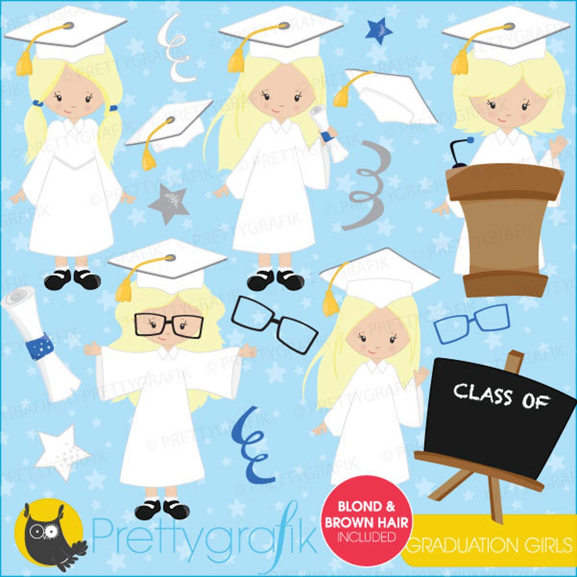Graduation Girls Clipart Commercial Use Vector Graphics - Etsy