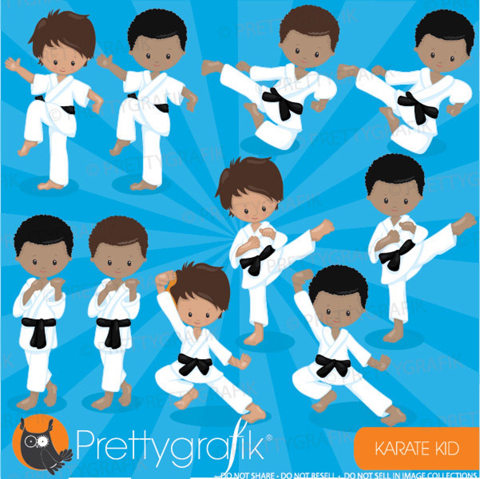 Karate Kid Clipart Commercial Use Baby Hero Vector Graphics - Etsy