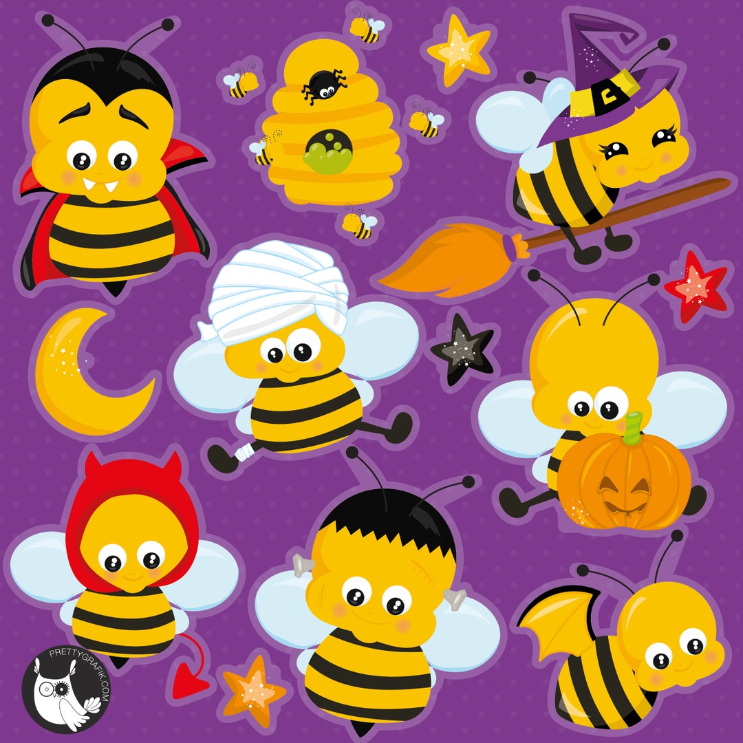 Halloween Bee Clipart Clipart Commercial Use Vector - Etsy