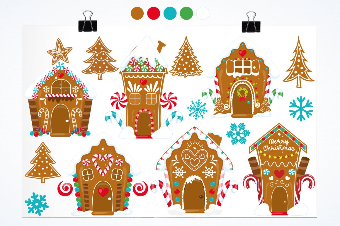 Gingerbread Village Clipart Clipart Commercial Use Vector - Etsy