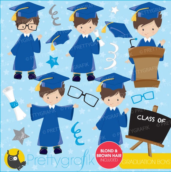 Graduation boys clipart commercial use, vector graphics, digital clip ...
