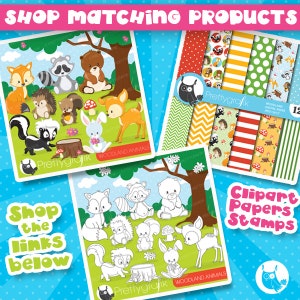 Woodland Animals Digital Stamp Commercial Use, Vector Graphics, Digital ...