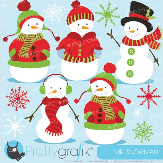 Snowman clipart commercial use, vector graphics, digital clip art ...
